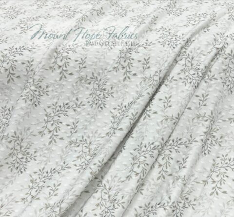 Swiss Dot Knit- Khaki Vines | Mt Hope Fabrics and Gift Shoppe