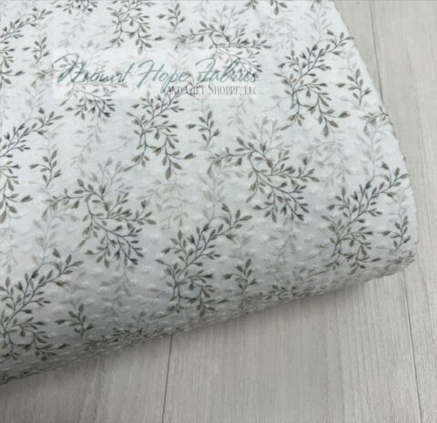 Swiss Dot Knit- Khaki Vines | Mt Hope Fabrics and Gift Shoppe