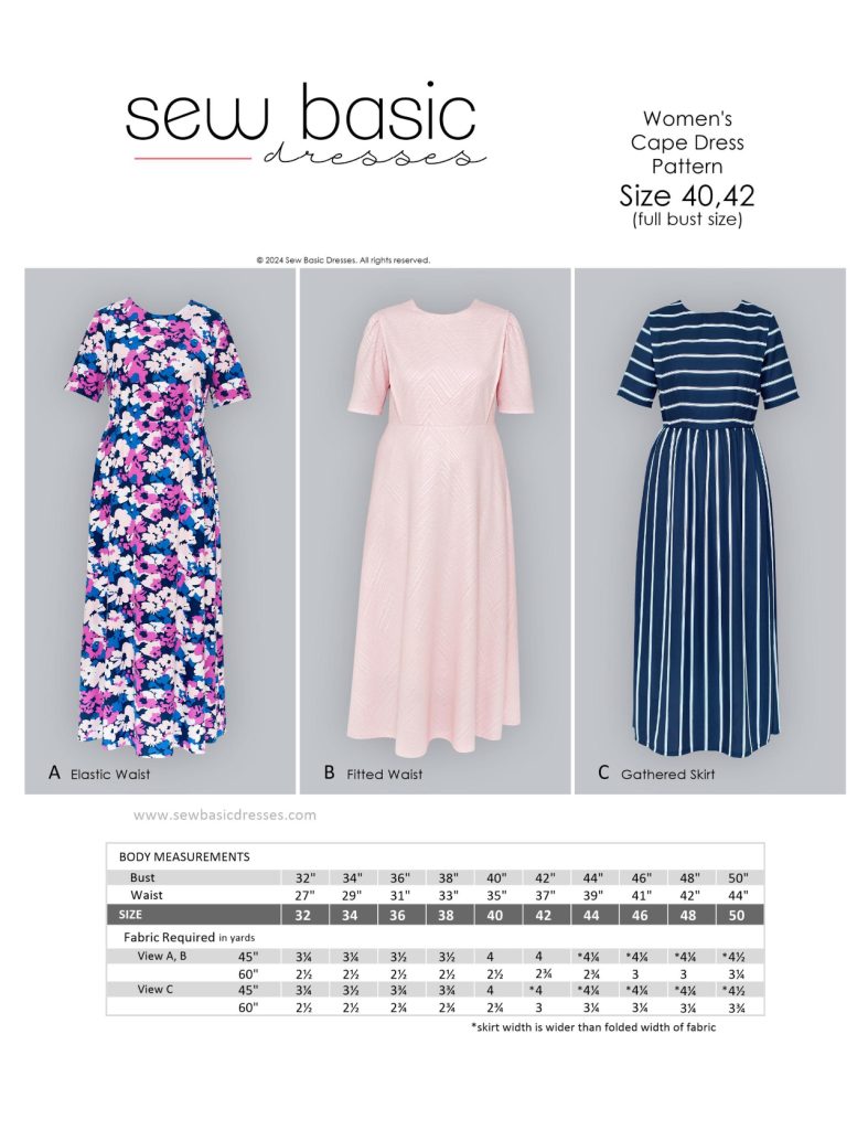 Ladies' Sew Basic Dress Pattern | Mt Hope Fabrics and Gift Shoppe